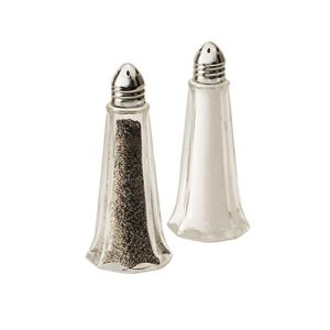 1 oz. (ounce) classic tower style salt & pepper shaker, restaurant shakers, chrome top, glass body – set of 2