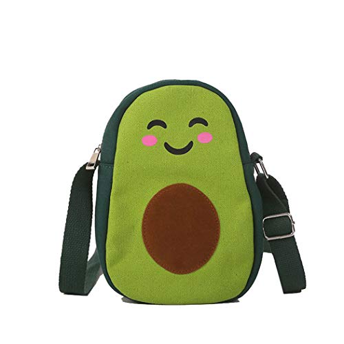 MILATA Fruit Avocado Shape Design Novelty Girls Purse Canvas Crossbody Bag Chic Shoulder Bag for Women