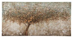 signature design by ashley o’kiera abstract hand painted tree canvas wall art, 60 x 30, green & brown