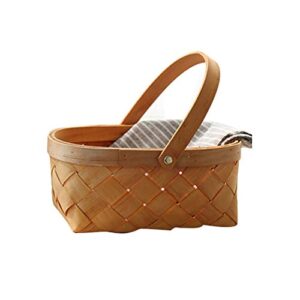 lioobo seagrass basket,portable handmade rattan storage container storage basket houseware storage basket wooden woven storage basket with handle 9.474 inch