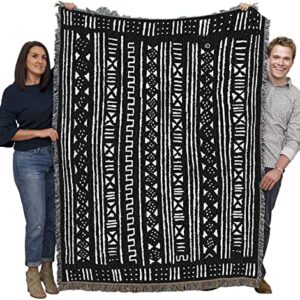 Pure Country Weavers Mud Cloth Blanket - African Style - African Cultural Gift Tapestry Throw Woven from Cotton - Made in The USA (72x54)