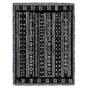 Pure Country Weavers Mud Cloth Blanket - African Style - African Cultural Gift Tapestry Throw Woven from Cotton - Made in The USA (72x54)