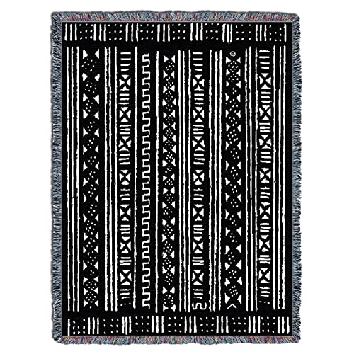 Pure Country Weavers Mud Cloth Blanket - African Style - African Cultural Gift Tapestry Throw Woven from Cotton - Made in The USA (72x54)