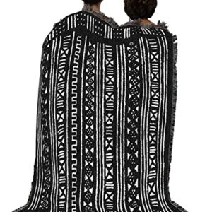 Pure Country Weavers Mud Cloth Blanket - African Style - African Cultural Gift Tapestry Throw Woven from Cotton - Made in The USA (72x54)