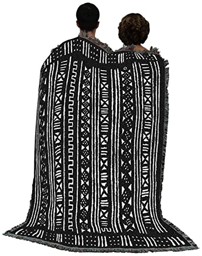 Pure Country Weavers Mud Cloth Blanket - African Style - African Cultural Gift Tapestry Throw Woven from Cotton - Made in The USA (72x54)