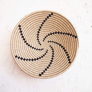 african basket- tanga/rwanda basket/woven bowl/sisal & sweetgrass basket/tan, black