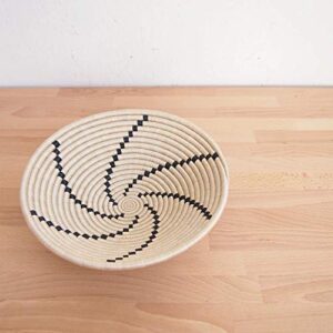 African Basket- Tanga/Rwanda Basket/Woven Bowl/Sisal & Sweetgrass Basket/Tan, Black