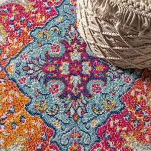 JONATHAN Y Bohemian Flair Boho Vintage Medallion Area-Rug 5' 3" x 7' 7" Blue/Multi (BMF106A-5)