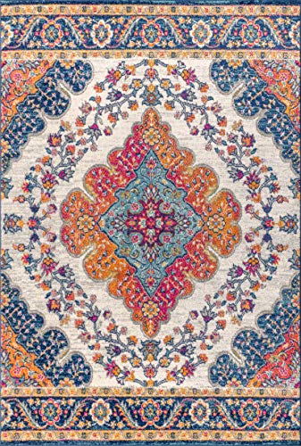 JONATHAN Y Bohemian Flair Boho Vintage Medallion Area-Rug 5' 3" x 7' 7" Blue/Multi (BMF106A-5)