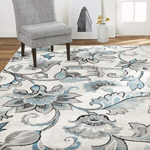 home dynamix boho odesa area rug 7’9″x10’2″, ikat ivory/blue