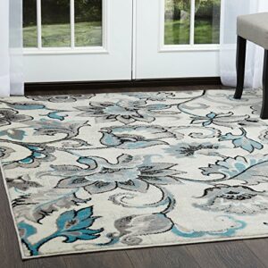 Home Dynamix Boho Odesa Area Rug 7'9"x10'2", Ikat Ivory/Blue