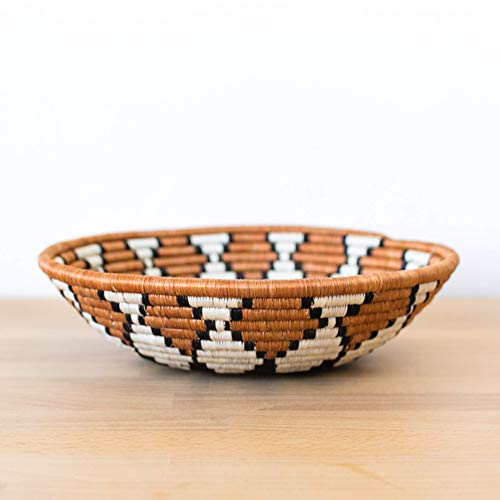 African Basket- Bungoma/Rwanda Basket/Woven Bowl/Sisal & Sweetgrass Basket/Burnt Sienna, Black, White