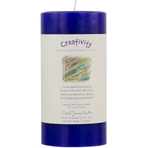 6″ x 3″ crystal journey herbal magic reiki charged pillar candle – creativity