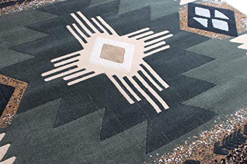 South West Native American Area Rug Design C318 Sage Green (5 Feet X 7 Feet)