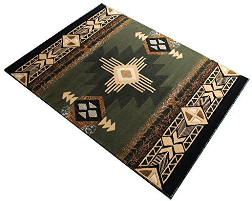 South West Native American Area Rug Design C318 Sage Green (5 Feet X 7 Feet)