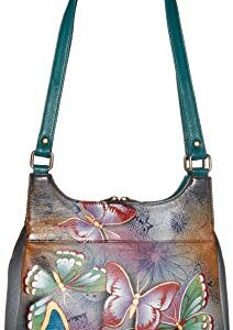 Anna by Anuschka womens Anna Anuschka Genuine Leather Medium Hobo-butterfly Paradise Satchel Bag, Butterfly Paradise, One Size US