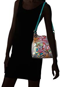 Anna by Anuschka womens Anna Anuschka Genuine Leather Medium Hobo-butterfly Paradise Satchel Bag, Butterfly Paradise, One Size US