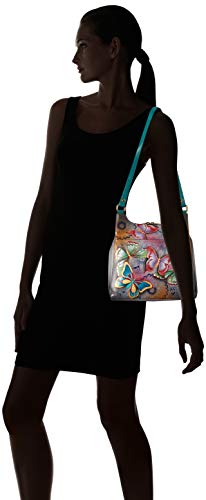 Anna by Anuschka womens Anna Anuschka Genuine Leather Medium Hobo-butterfly Paradise Satchel Bag, Butterfly Paradise, One Size US