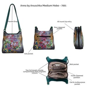 Anna by Anuschka womens Anna Anuschka Genuine Leather Medium Hobo-butterfly Paradise Satchel Bag, Butterfly Paradise, One Size US