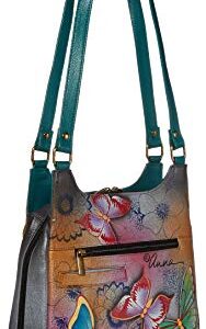 Anna by Anuschka womens Anna Anuschka Genuine Leather Medium Hobo-butterfly Paradise Satchel Bag, Butterfly Paradise, One Size US