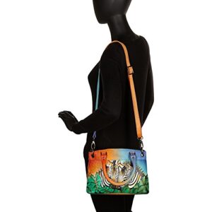 Anna by Anuschka womens Small Satchel Bag, Dragonfly Glass Painting, One Size US