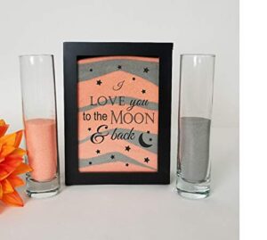 sand ceremony set, black shadow box i love you to the moon with black writing, shadow box wedding, vow renewal, unity sand ceremony set, beach wedding decor, unity candle set