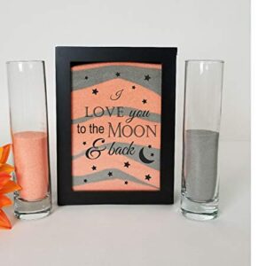 Sand Ceremony Set, Black Shadow Box I Love You to The Moon with Black Writing, Shadow Box Wedding, Vow Renewal, Unity Sand Ceremony Set, Beach Wedding Decor, Unity Candle Set