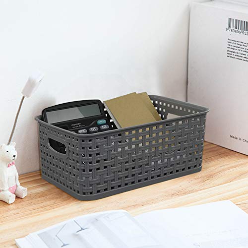 Cand Plastic Storage Baskets, Set of 6 (White, Grey)