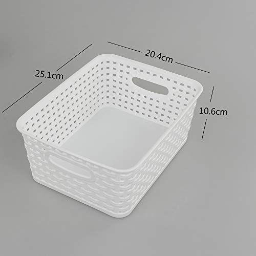 Cand Plastic Storage Baskets, Set of 6 (White, Grey)