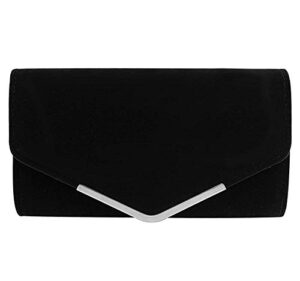 bbjinronjy women clutch purse evening bag prom handbag with detachable chain for wedding velvet elegant (black)