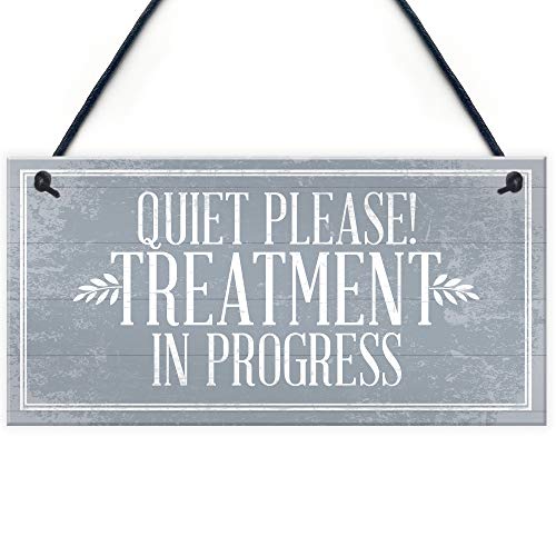 Quiet Please Treatment in Progress Do Not Disturb Hanging Wall Door Salon Sign Plaque Gift