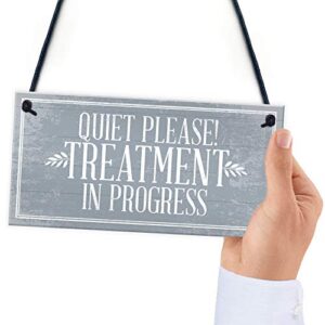 Quiet Please Treatment in Progress Do Not Disturb Hanging Wall Door Salon Sign Plaque Gift