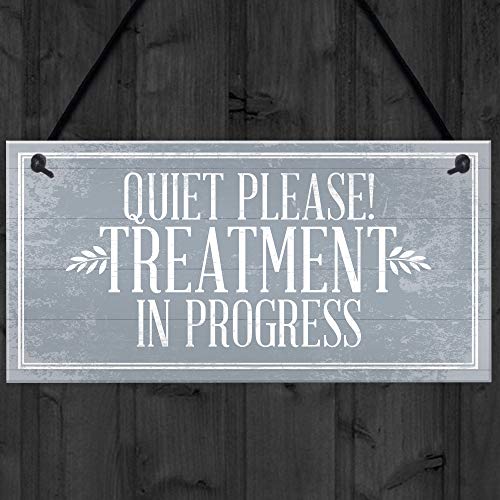 Quiet Please Treatment in Progress Do Not Disturb Hanging Wall Door Salon Sign Plaque Gift