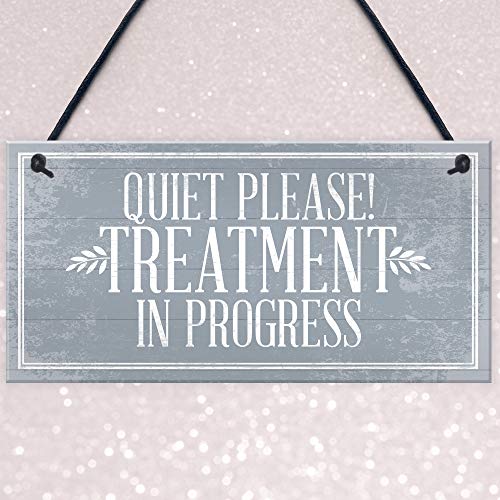 Quiet Please Treatment in Progress Do Not Disturb Hanging Wall Door Salon Sign Plaque Gift