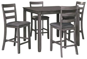 signature design by ashley bridson 5 piece counter height dining room set, includes table & 4 bar stools, gray (pack of 1)