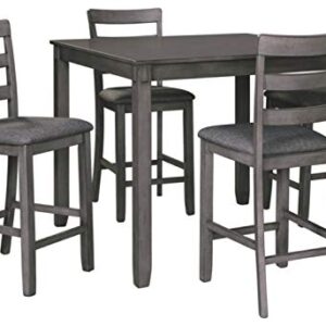 Signature Design by Ashley Bridson 5 Piece Counter Height Dining Room Set, Includes Table & 4 Bar Stools, Gray (Pack of 1)