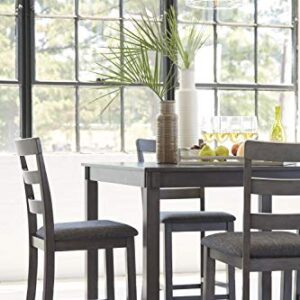 Signature Design by Ashley Bridson 5 Piece Counter Height Dining Room Set, Includes Table & 4 Bar Stools, Gray (Pack of 1)