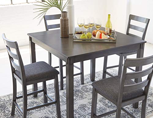 Signature Design by Ashley Bridson 5 Piece Counter Height Dining Room Set, Includes Table & 4 Bar Stools, Gray (Pack of 1)