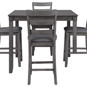 Signature Design by Ashley Bridson 5 Piece Counter Height Dining Room Set, Includes Table & 4 Bar Stools, Gray (Pack of 1)