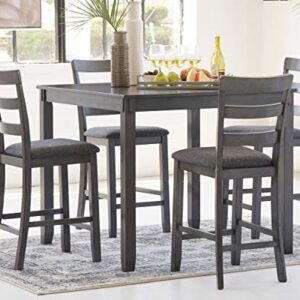 Signature Design by Ashley Bridson 5 Piece Counter Height Dining Room Set, Includes Table & 4 Bar Stools, Gray (Pack of 1)