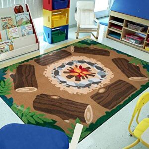 Joy Carpets Campfire Fun Area Rug in Color Multi, 5'4" x 7'8"