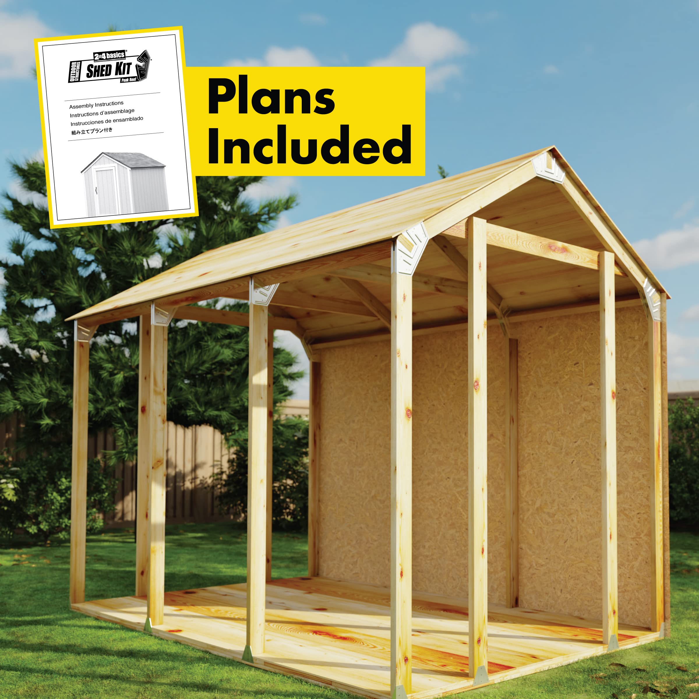 2x4basics 90192 Custom Shed Kit with Peak Roof, 2x4