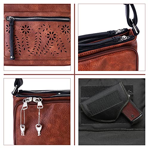 Lady Conceal Concealed Carry Purse - Hailey Crossbody (Mahogany)