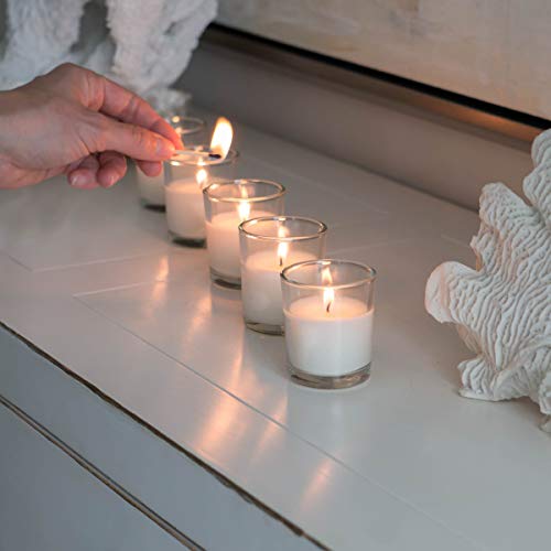 Stonebriar SB-SP-3210A 15 Hour Long Burning Unscented Wax Filled Votive Holders, 48 Pack, White