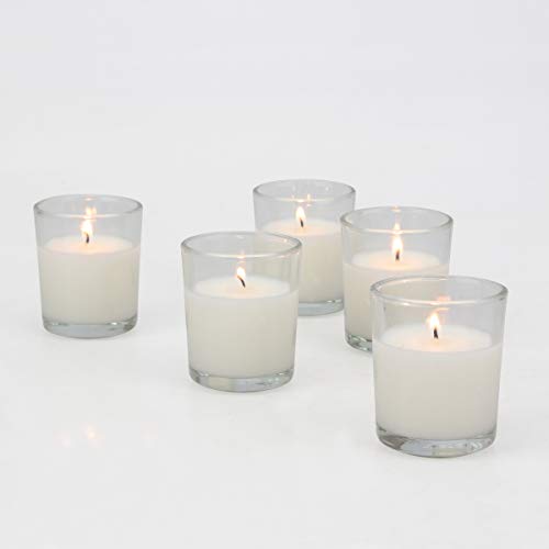 Stonebriar SB-SP-3210A 15 Hour Long Burning Unscented Wax Filled Votive Holders, 48 Pack, White