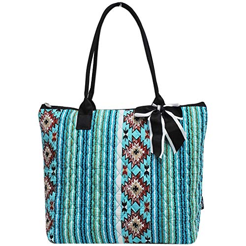 Ngil Quilted Cotton Medium Tote Bag 2018 Spring Collection (Blue Serape Black)