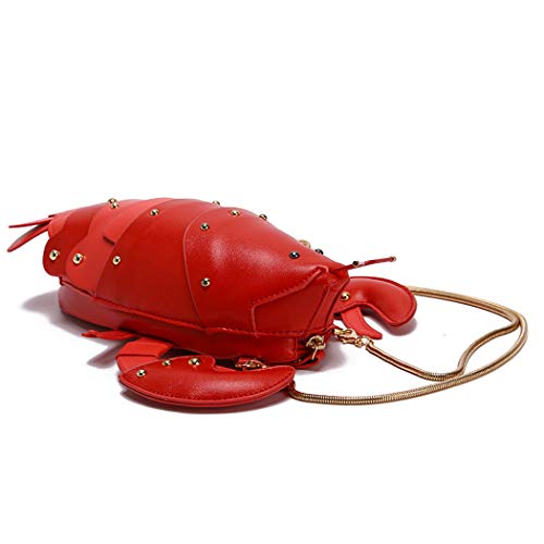 MILATA Lobster Shaped Crossbody Bag Purse Women PU Leather Rivets Chic Shoulder Bag Clutch for Girls (red)