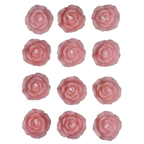 TABLECLOTHSFACTORY Mini Floating Rose Candle Pink-12/pk