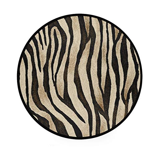 ALAZA Vintage Zebra Print Animal Non-Slip Round Area Rug for Bedroom Living Room Study Playing Floor Mat Carpet, 3' Diameter