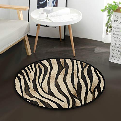 ALAZA Vintage Zebra Print Animal Non-Slip Round Area Rug for Bedroom Living Room Study Playing Floor Mat Carpet, 3' Diameter